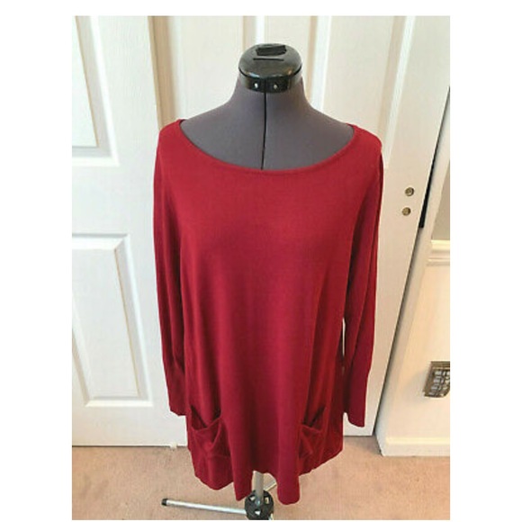 Susan Graver | Tops | Susan Graver Red Tunic Long Sleeve | Poshmark